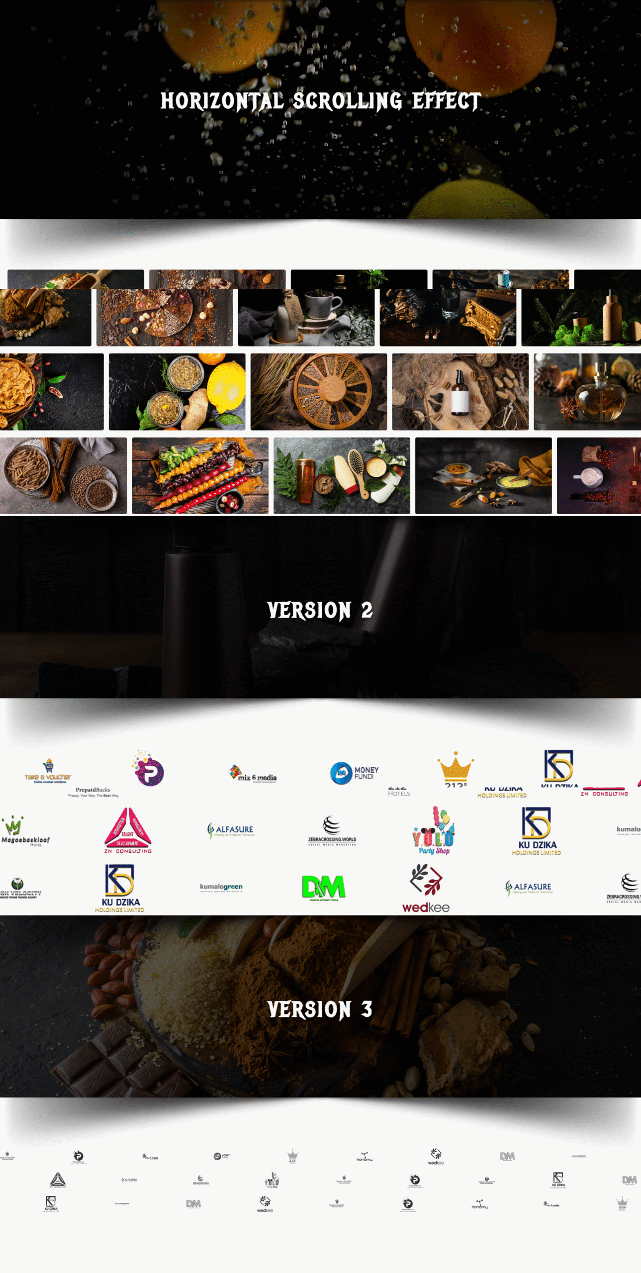 Complete Template - Horizontal scrolling effect on scroll - Reboot Websites